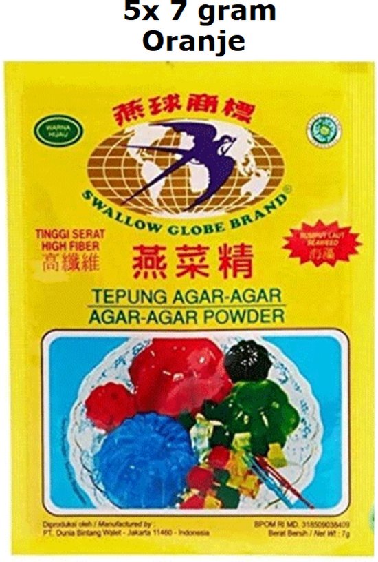 Swallow Globe Brand - Agar-Agar poeder Oranje - 7 gram - 5 stuks ...
