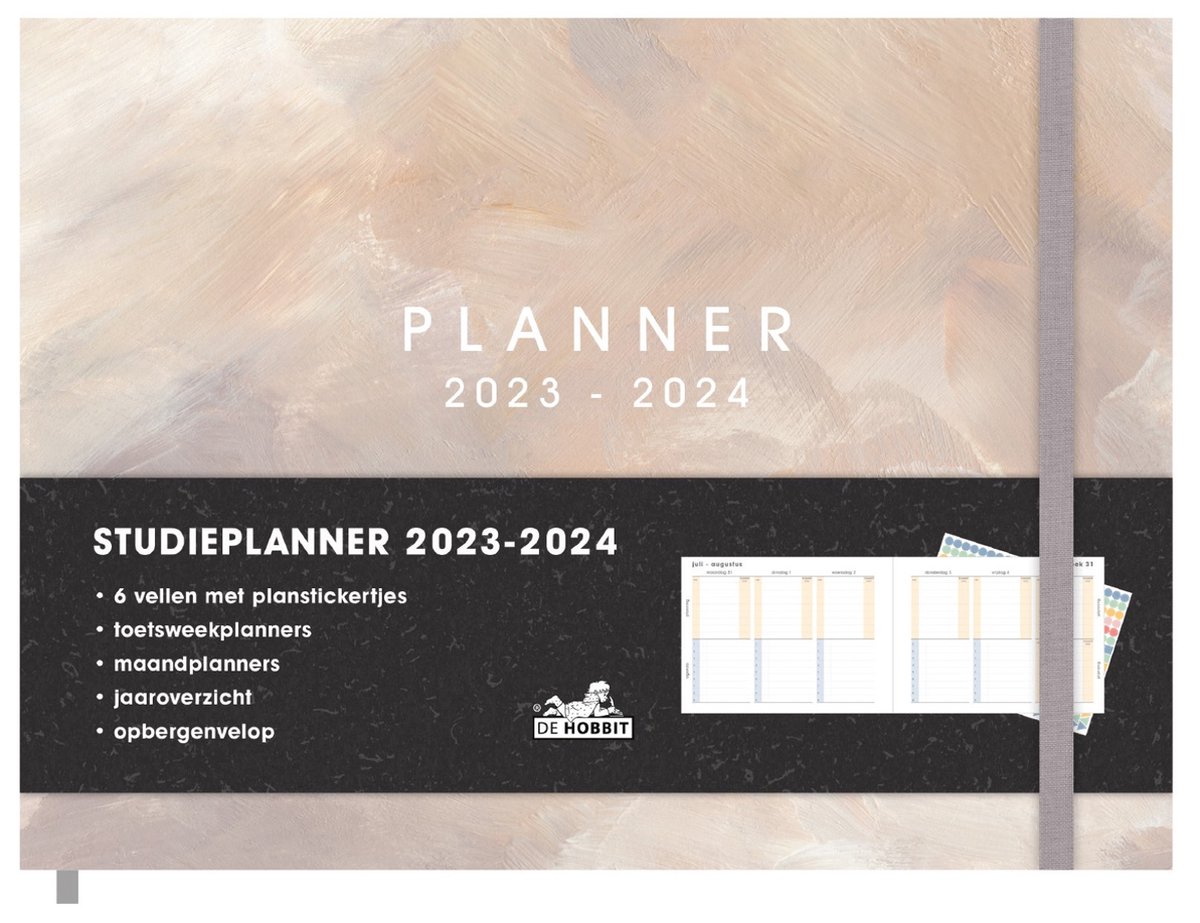 Hobbit - Studieplanner - 2023/2024 - Bruinroze verfstrepen- Week per 2 ...