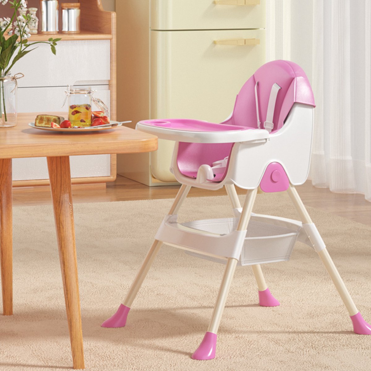 Kinderstoel 3 in 1 - Kinderzetel - Inklapbare Eetstoel met opbergmand ...