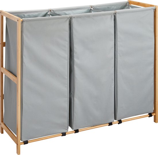 ACAZA Grote Wassorteerder met 3 Vakken - XL Wasmand - Stof / Bamboe ...