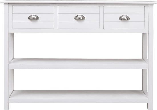 Sidetable 108x30x76 cm massief paulowniahout wit | bol.com