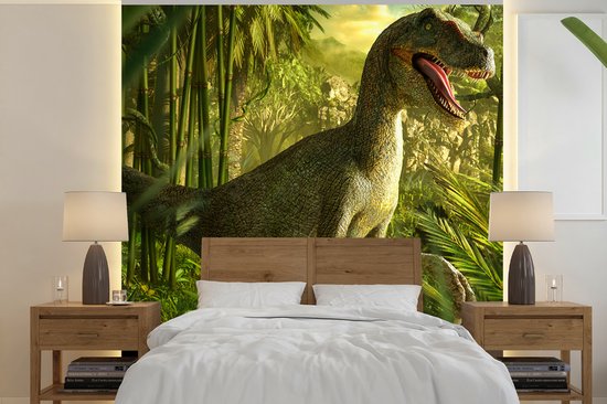 Behang kinderkamer - Fotobehang Dinosaurus - Planten - Groen ...