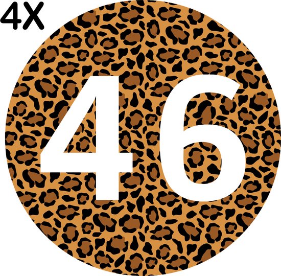 Containerstickers Huisnummer "46" - 25x25cm - Panter Print Cirkel met ...