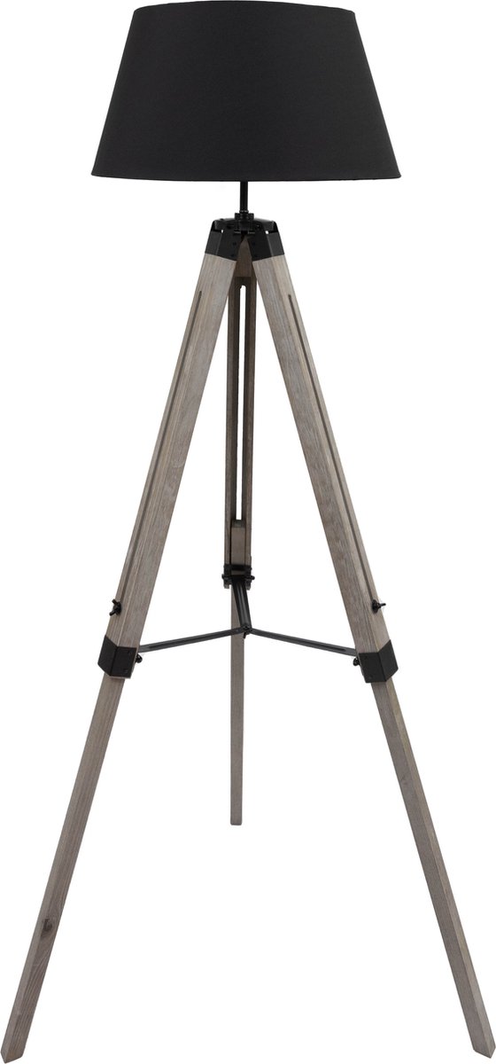MaxxHome Vloerlamp Lilly - Staande lamp - Leeslamp - Driepoot - Hout ...