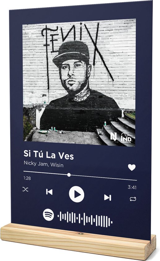 Songr Spotify Muziek Bordje - Si Tú La Ves - Nicky Jam, Wisin - 20x30 ...
