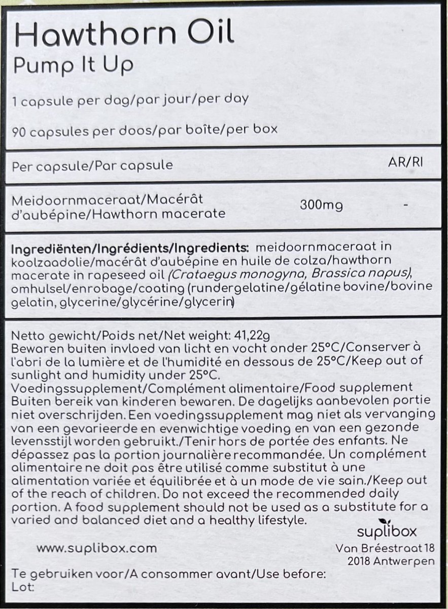 Suplibox Hawthorn Oil 90 capsules - meidoorn olie hart bloeddruk ...