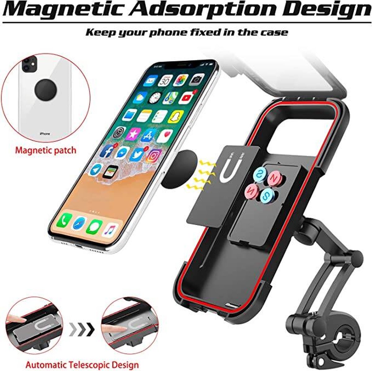 telefoonhouder fiets motor waterdicht waterproof universeel Anti shock ...