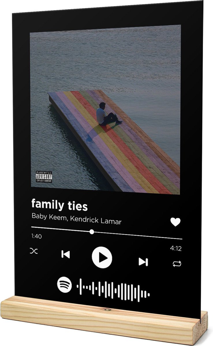Songr Spotify Muziek Bordje - family ties - Baby Keem, Kendrick Lamar - 20x30 - Zwart... | bol.com