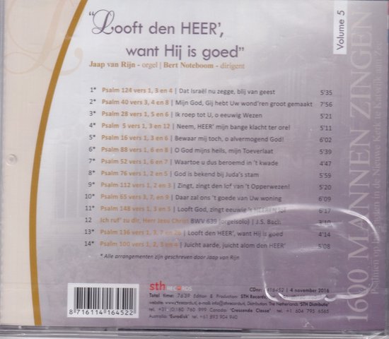 Looft den Heer want Hij is goed - 1600 mannen zingen Psalmen op hele ...