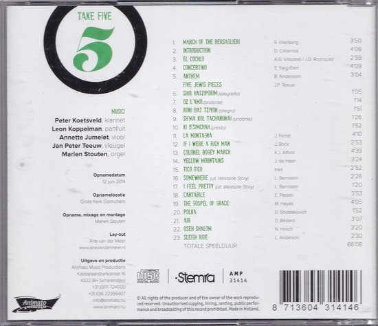 Take Five - Peter Koetsveld, Leon Koppelman, Annette Jumelet, Jan Peter Teeuw, Marien... | bol