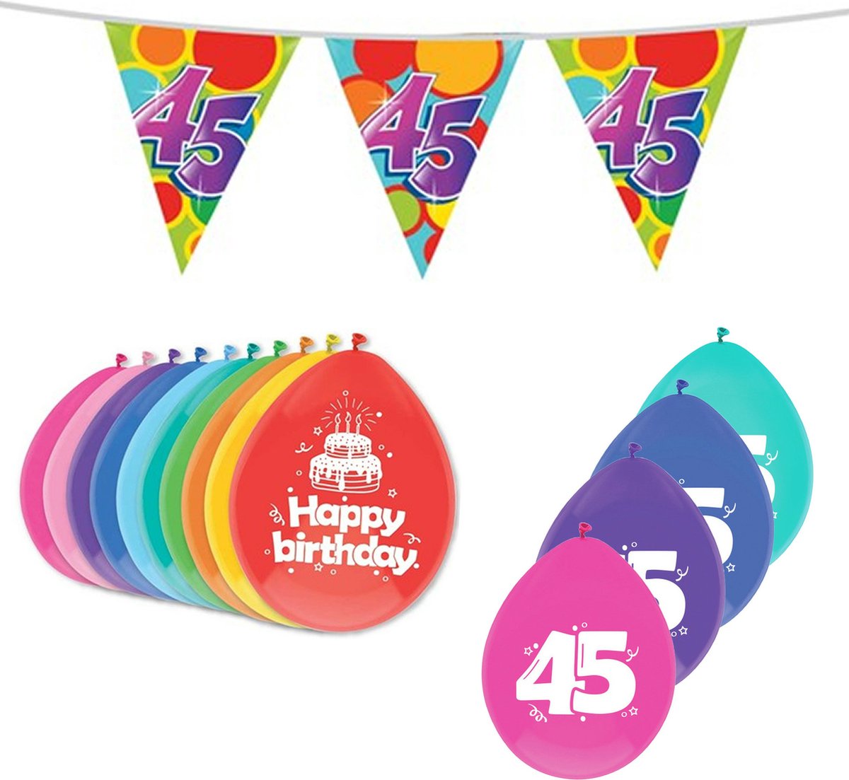 Haza Leeftijd verjaardag thema pakket 45 jaar - ballonnen/vlaggetjes | bol.com