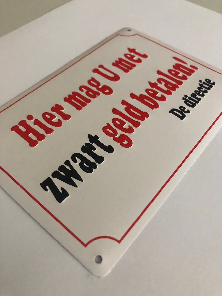 Hier Mag U Met Zwart Geld Betalen bordje / 14,5x10 cm / Horeca bordje ...