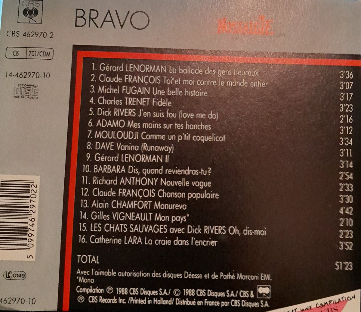 Bravo Nostalgie - De 16 mooiste Franse Chansons - Cd Album, Gerard ...