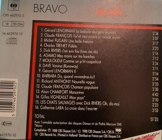 Bravo Nostalgie - De 16 mooiste Franse Chansons - Cd Album, Gerard ...
