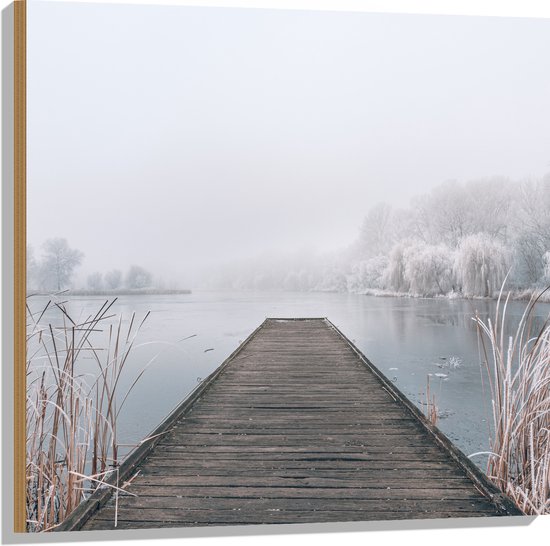Hout - Houten Vlonder in de Mist met Grassen - 80x80 cm - 9 mm dik ...