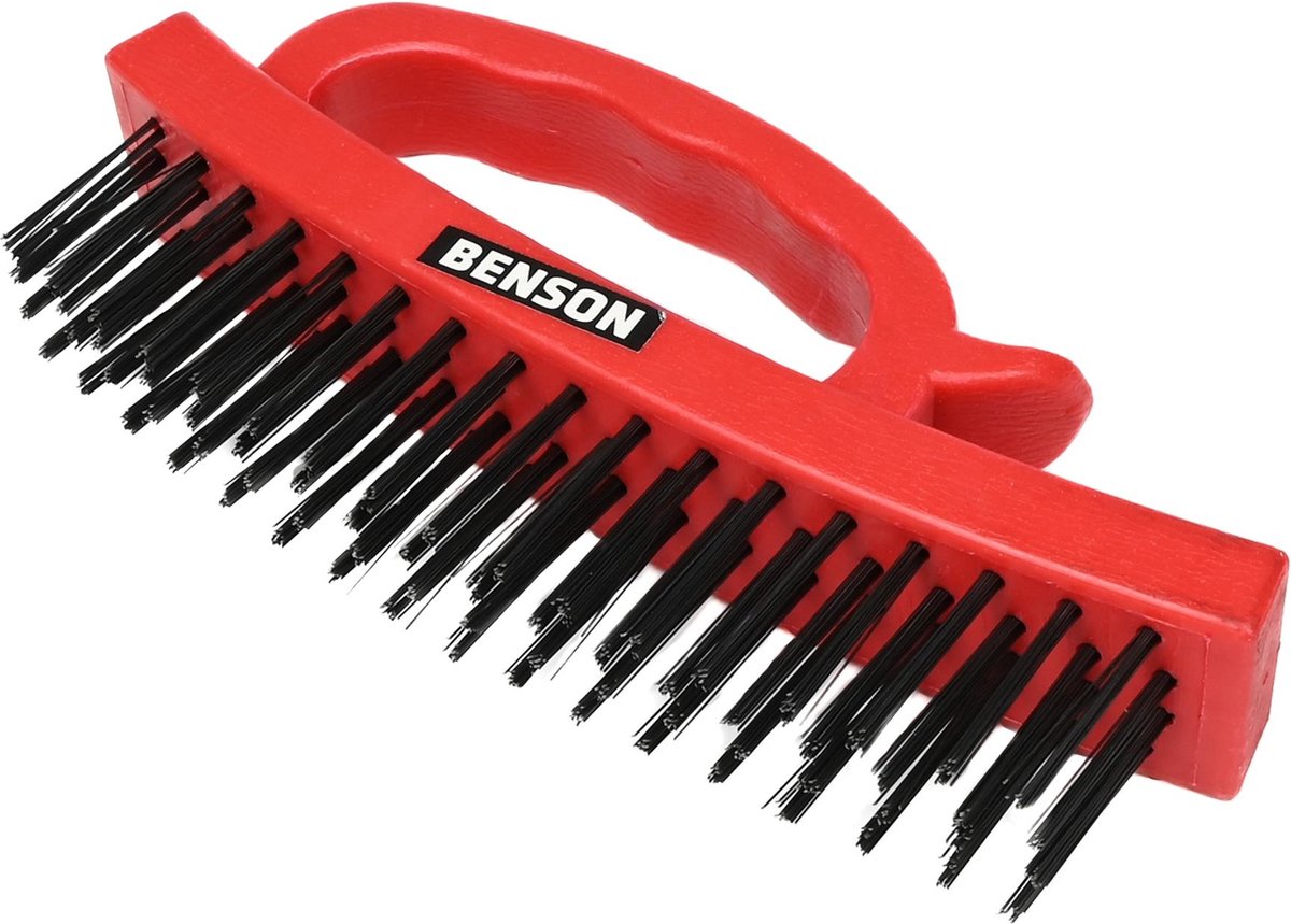 Benson Staalborstel - Soft Grip Handvat - 16.5 cm - Rood | bol