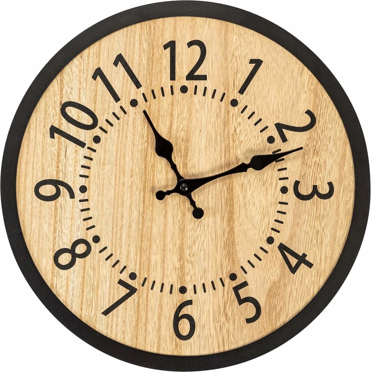 REA Houten Wandklok - Retro - Ø 35 cm - Mat Zwart | bol.com
