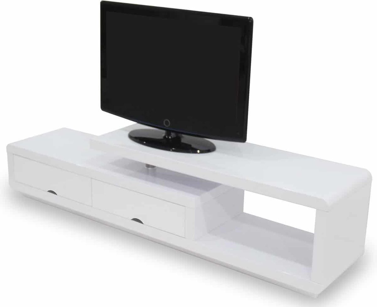 Tv-hifi meubel 'Crystal' 180x40 - Hoogglans wit | bol.com