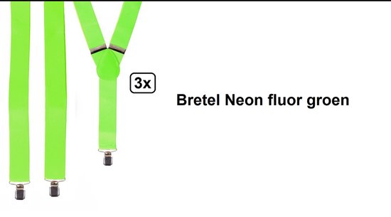 3x Bretel neon/fluor groen breed - Themafeest party fluor neon festival ...