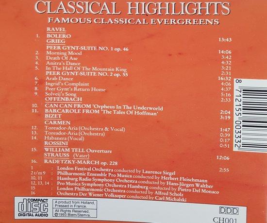 Classical Highlights - Evergrens, Various | Muziek | bol