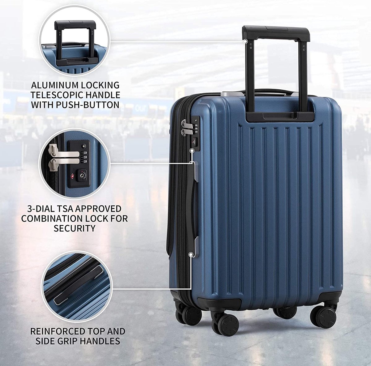 Trolley Suitcase Set, Handbagage / Lightweight 4 rolls carry-on trolley ...