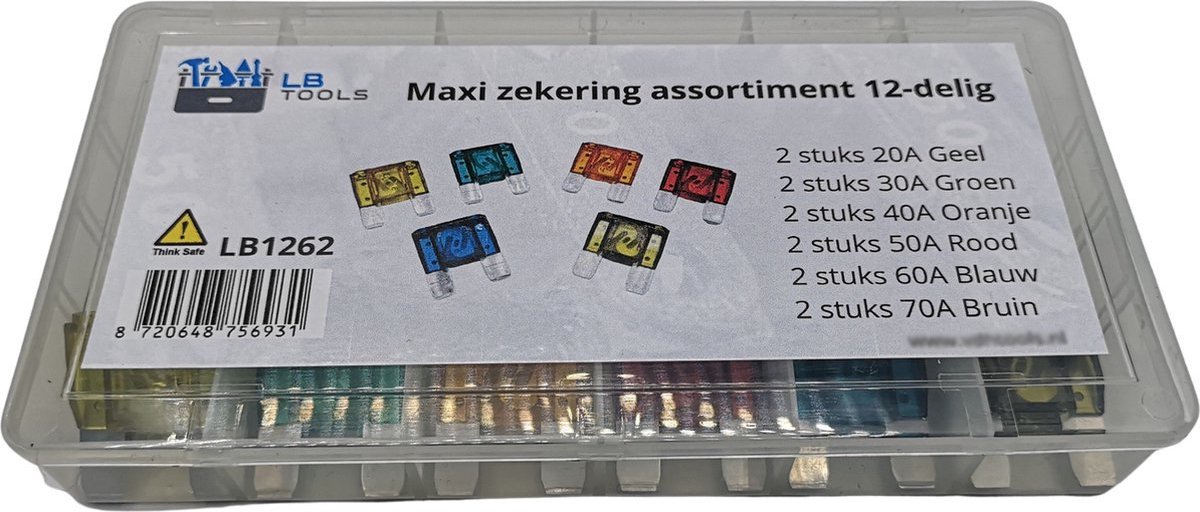 Assortiment auto maxi steekzekering set met 20A, 30A, 40A, 50A, 60A en ...
