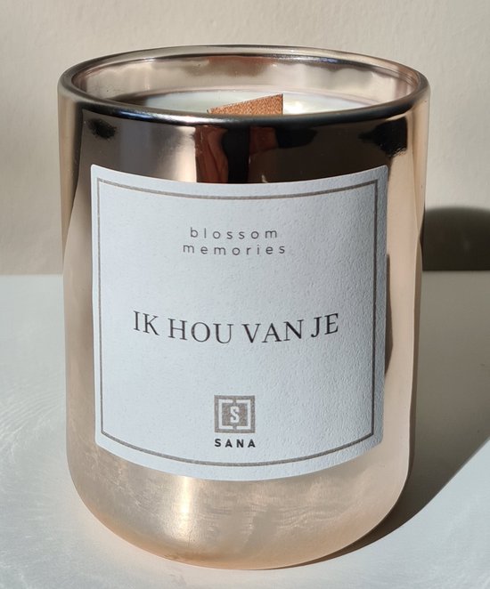 Herdenkingskaars - Geurkaars - ROSÉ - IK HOU VAN JE - 45 Branduren ...