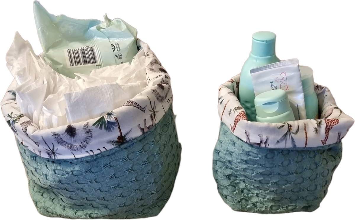 Luiermandje set - 1 grote en 1 kleine - 30 x 21 cm en 22 x 18 cm - blauw - voering van... | bol.com
