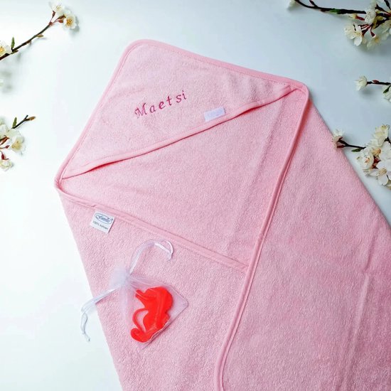 Kraamcadeaus - Badcape Funnies pinkstone - Baby handoek - Badcape met ...