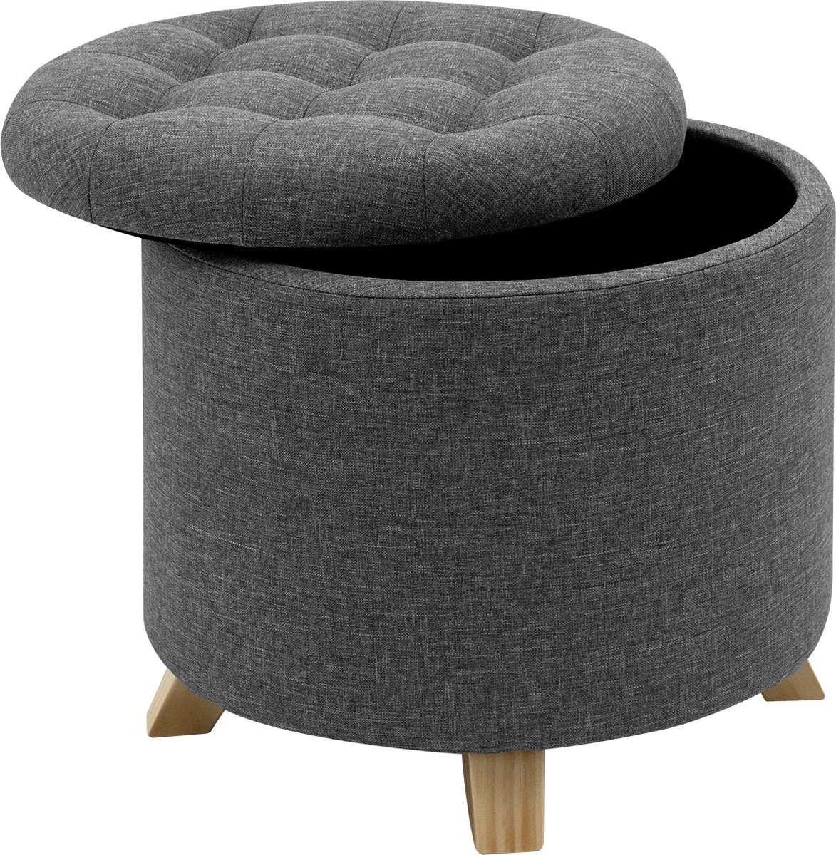 Poef - Poefje - Donker Grijs - Opbergpoef - Hocker - Bankje - Opslag ...