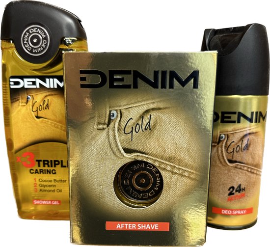 Denim Gold Set - After Shave 100 ml / Douchegel / Deo Spray | bol