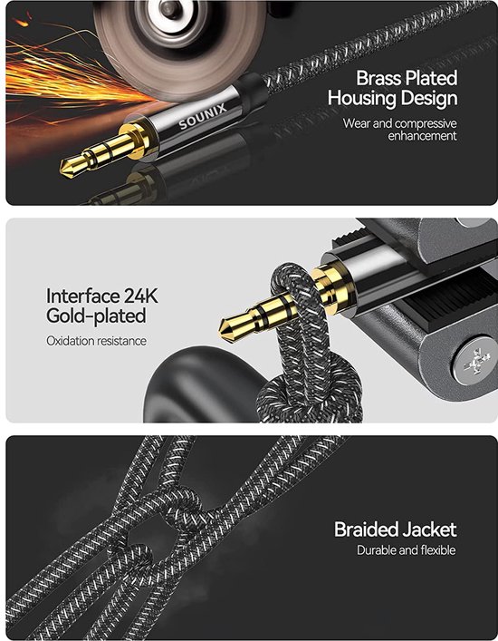 Sounix Stereo Audio Verlengkabel 3.5 mm - 2 meter - Male naar 3,5 mm Female - TRS -... | bol.com