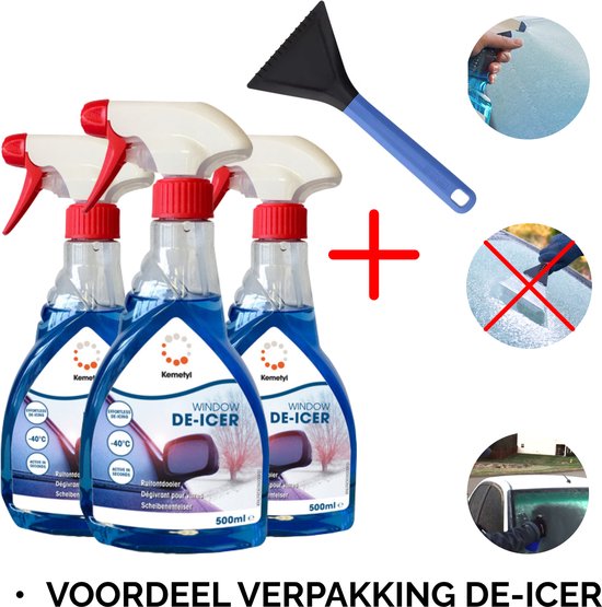 3-pack De-Icer inclusief ruitenkrabber | Premium | Antivries Spray ...