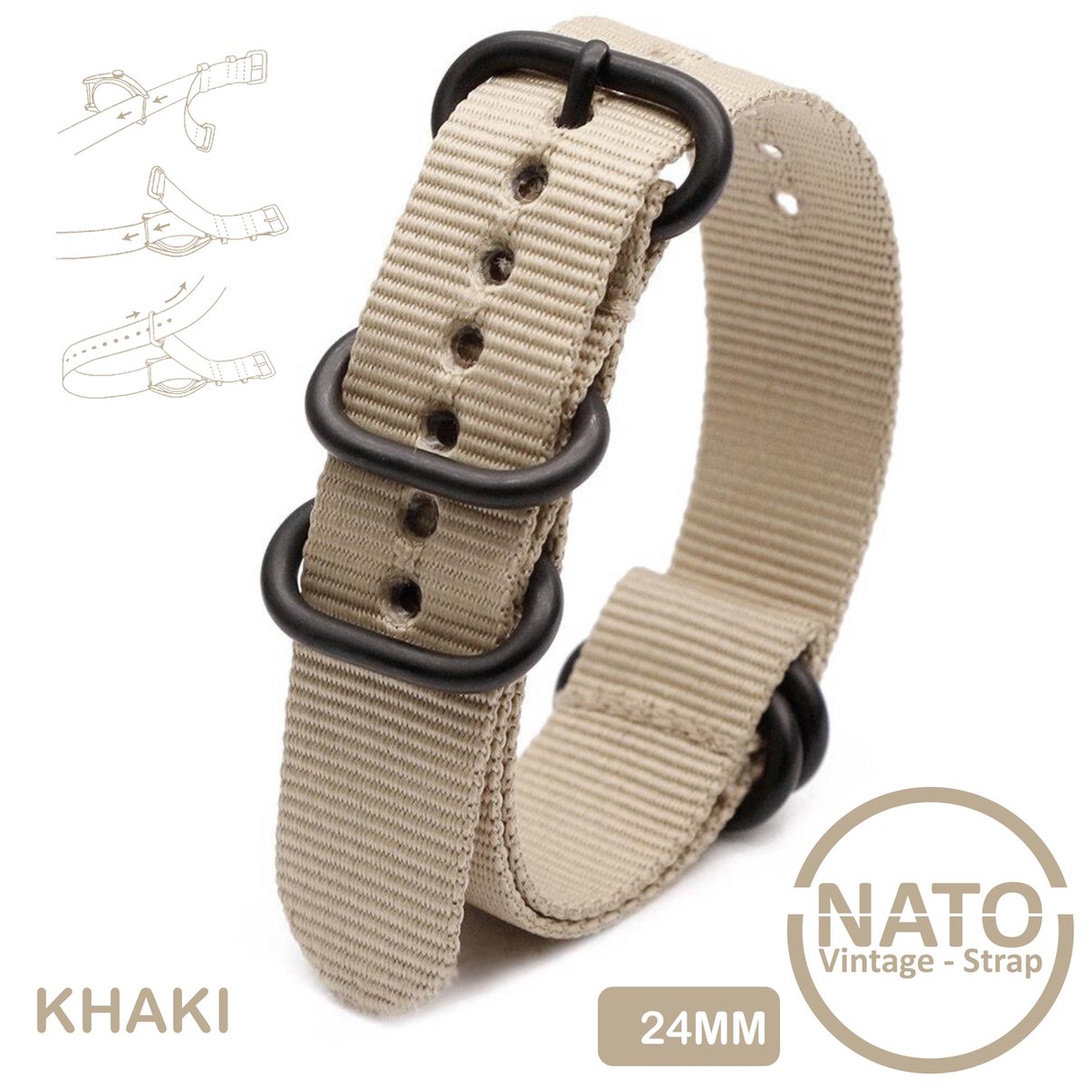 24mm Nato Strap Khaki - Vintage James Bond - Nato Strap collectie ...