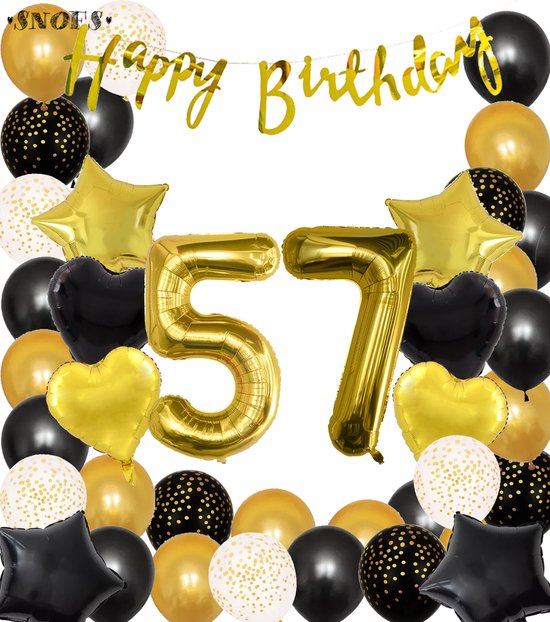 Snoes Ballonnen 57 Jaar Black Gold Dots Mega Ballon - Compleet ...