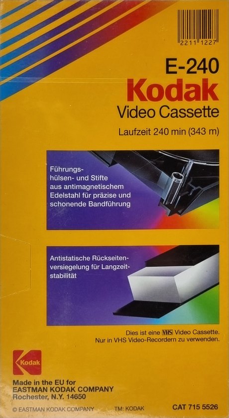Kodak E-240 High Standard Color VHS Cassette | bol