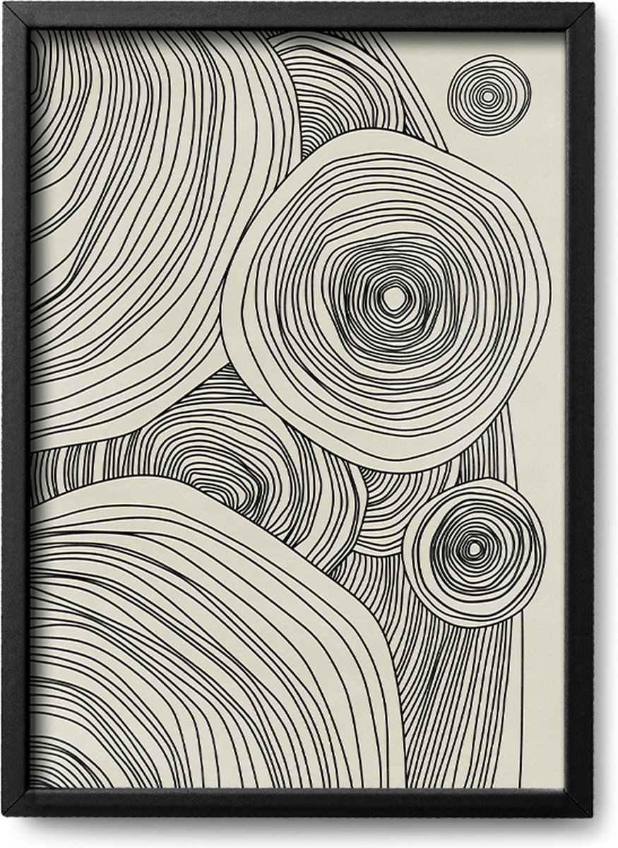 Abstracte poster Elvira - A3 - 30 x 42 cm - Inclusief lijst (Zwart MDF ...