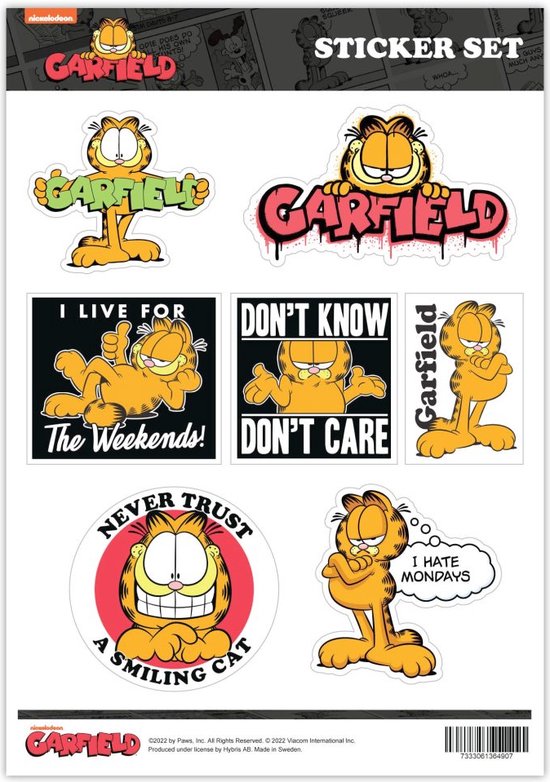 Garfield Sticker Set - Leuke Garfield Stickers | bol