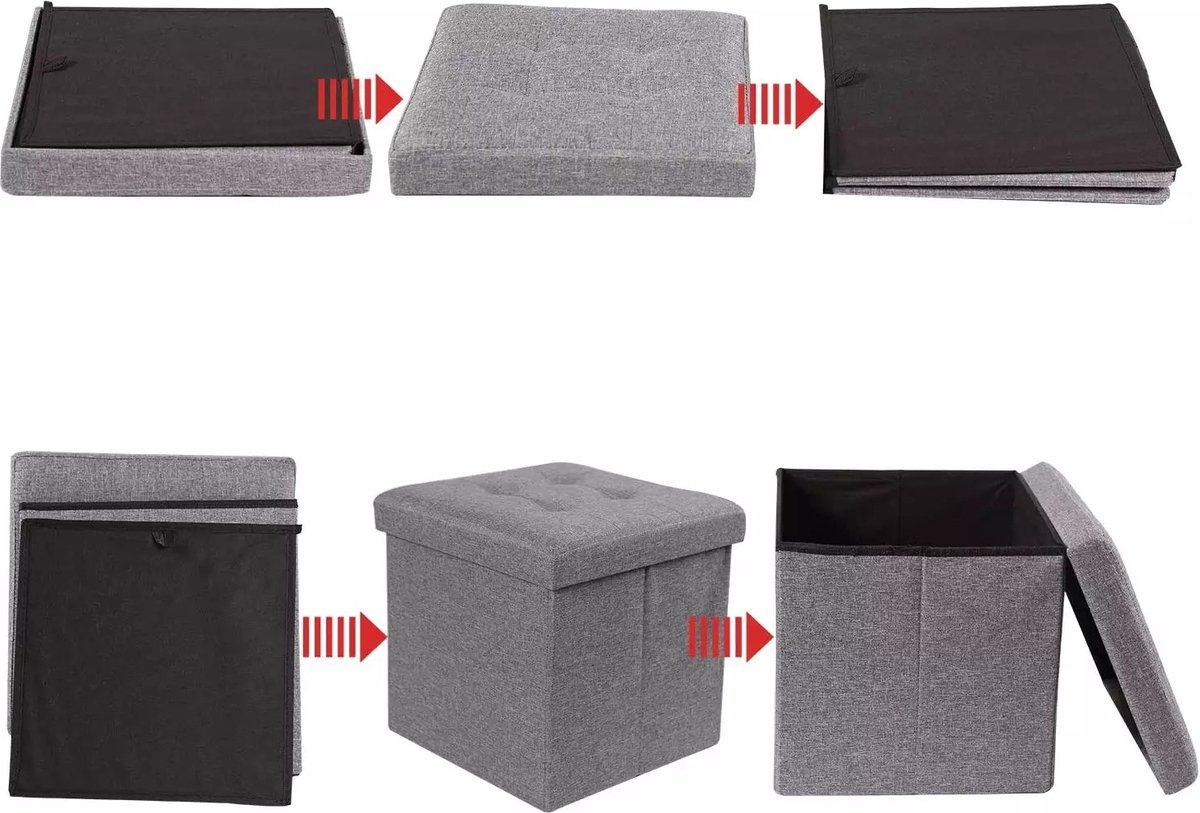 Opvouwbare Opberg Poef - Voetenbank Met Opbergruimte - Opbergbox Hocker ...