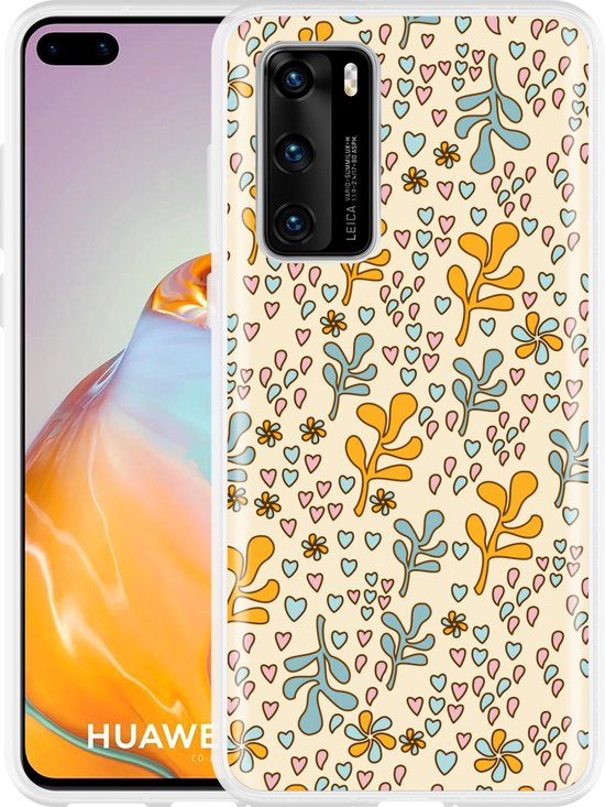 Huawei P40 Hoesje Doodle Flower Pattern Designed by Cazy | bol