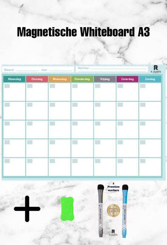 R. Duarte Verkoop - Premium Magnetisch Weekplanner 2022 whiteboard A3 - Maandplanner... | bol.com