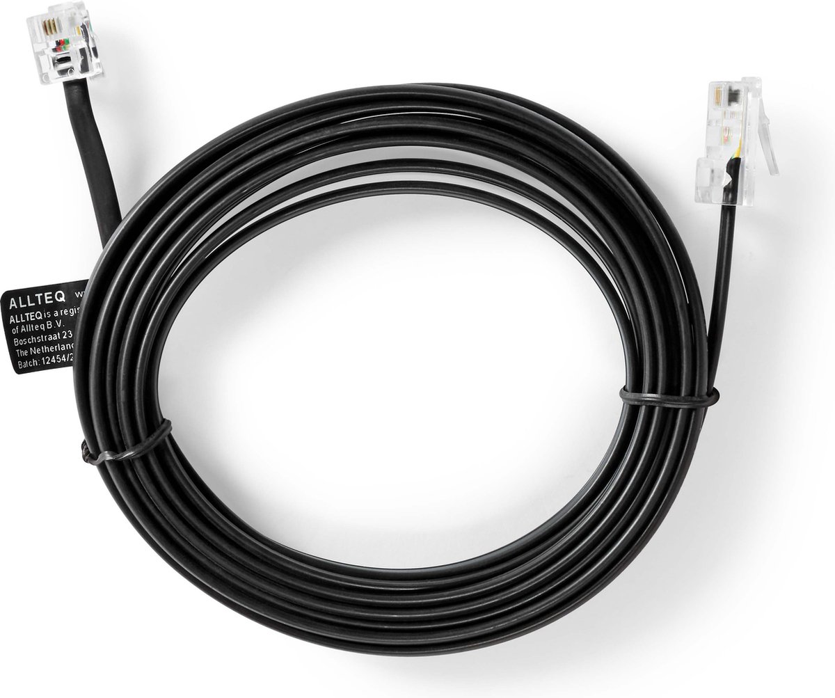 Telefoonkabel - RJ11 - RJ45 - 4-aderig - 3 meter - Zwart - Allteq | bol.com