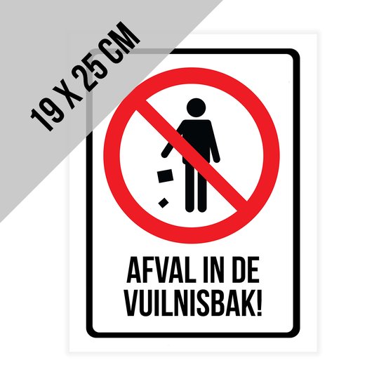 Pictogram/ sticker | "Afval in de vuilnisbak!" | 19 x 25 cm ...