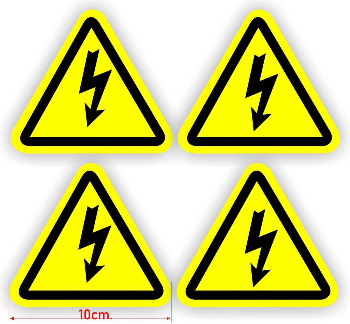 Driehoek stickers geel, zwart. Gevaar 10cm. set 4 stuks | bol.com
