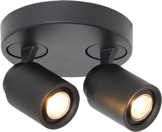 Zwarte spot Razza | 2 lichts | zwart | metaal | Ø 17 cm | eetkamer ...