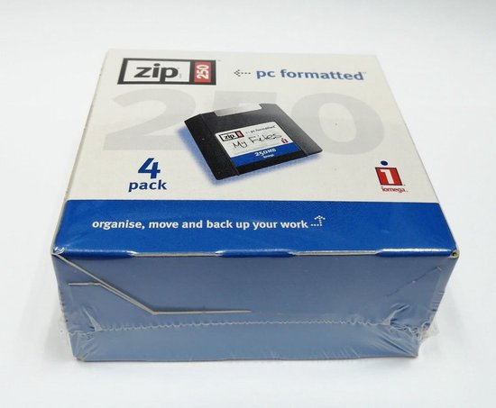 Iomega Zip® 250MB Disk 4-Pack PC/Mac® 250MB zip disk | bol