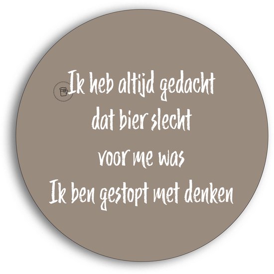 Luxe onderzetters voor glazen | met bier tekst | taupe & wit | Ø 10 cm ...