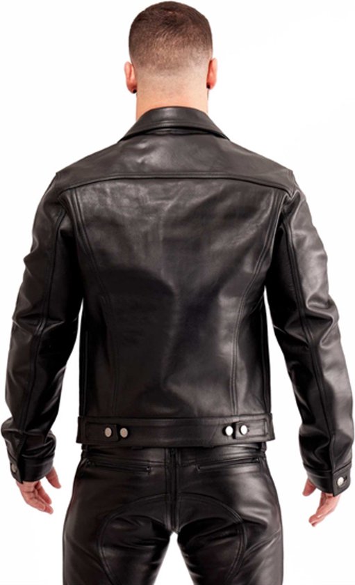 Mister B leren trucker jack - zwart - smal | bol.com