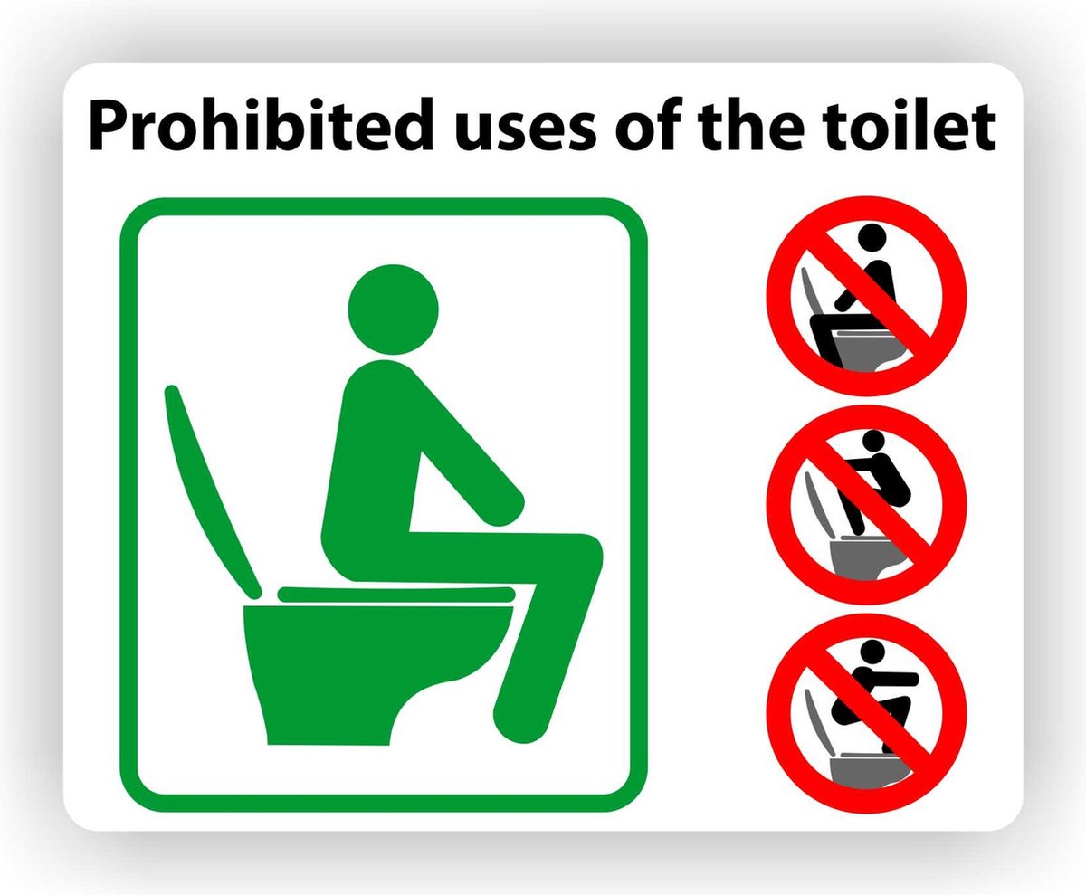 Prohibited uses of the toilet. Hoe gebruik je de wc sticker. | bol.com