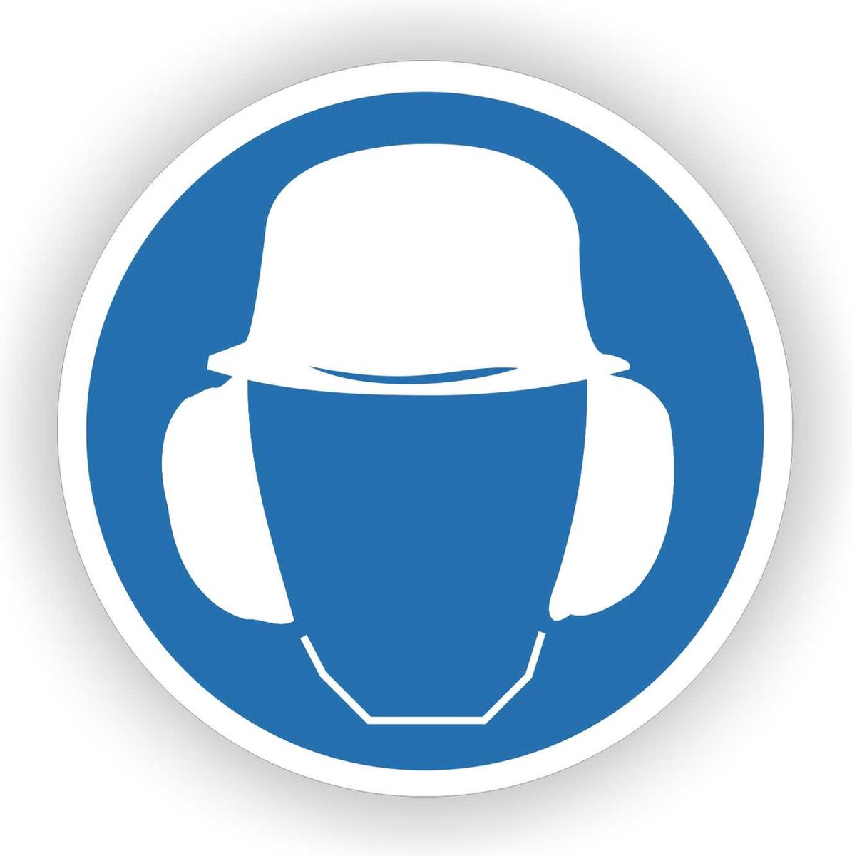Veiligheidshelm en Gehoorbescherming verplicht pictogram sticker 20 cm ...